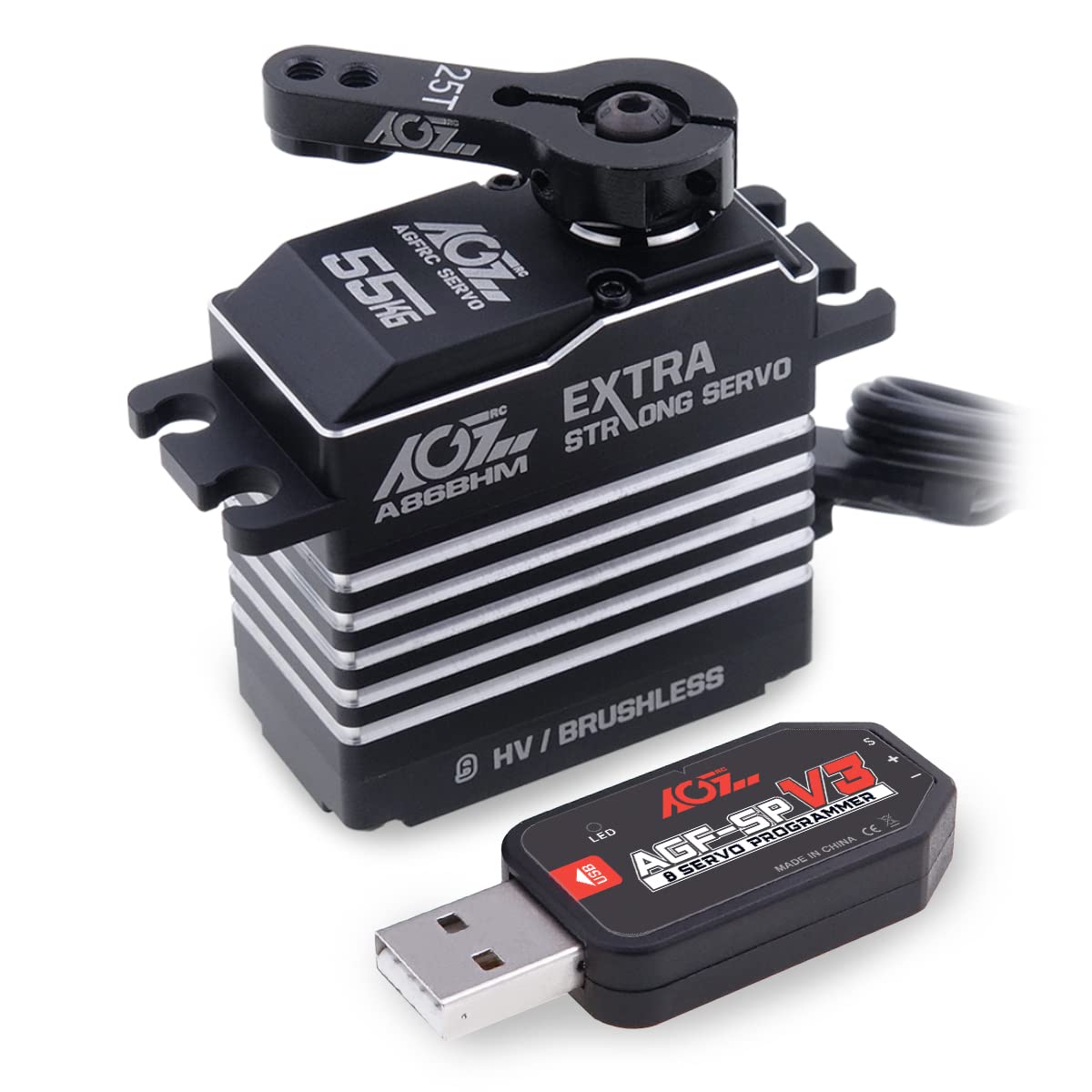 AGFRC 55KG Digital-Steering-Servo High-Torque Programmable - Full Metal ...