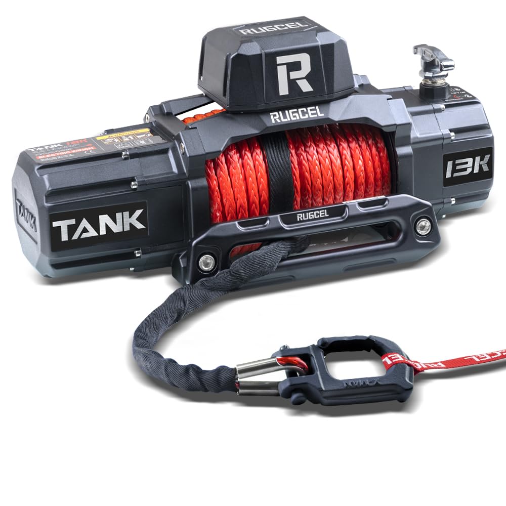 Amazon.com: RUGCEL WINCH 12000lb New Waterproof Electric Synthetic Rope ...