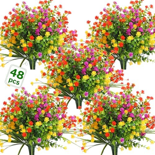 Amazon.com: SOJIRUSPA Artificial Flowers Outdoor Fake Flowers UV ...