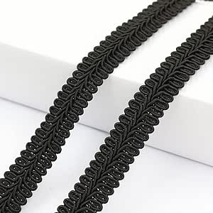 YYCRAFT Black Gimp Braid Trim by The Yard Classic Woven Braid Trim 5/8 ...