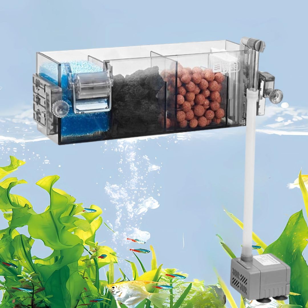 VAYINATO 3 Layer Top Sump Filter for (30-40Cm) Aquarium Fish Tank with ...