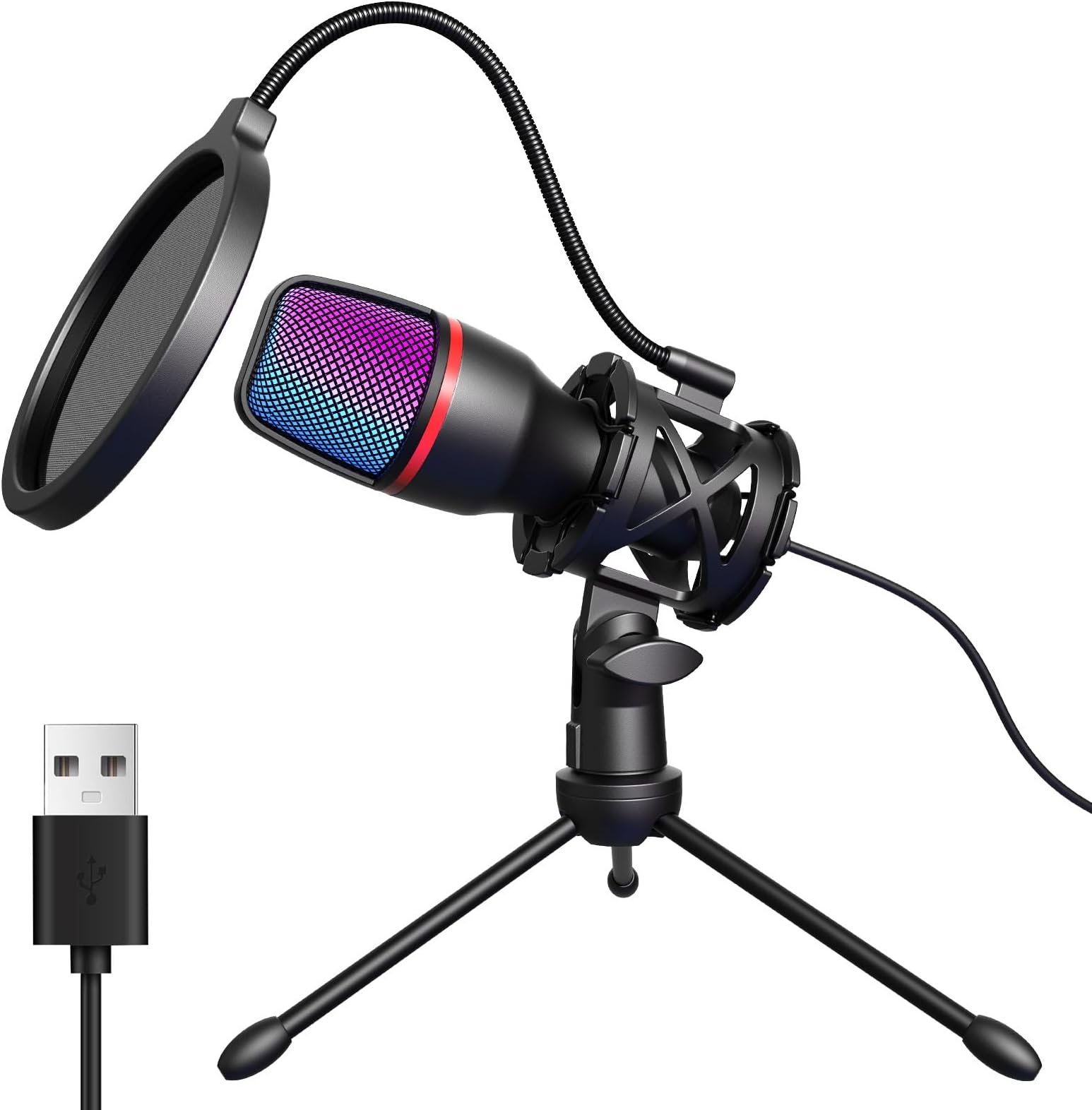 Hoppac Micro PC Micro Gaming, USB Microphone Condensateur Professionnel ...