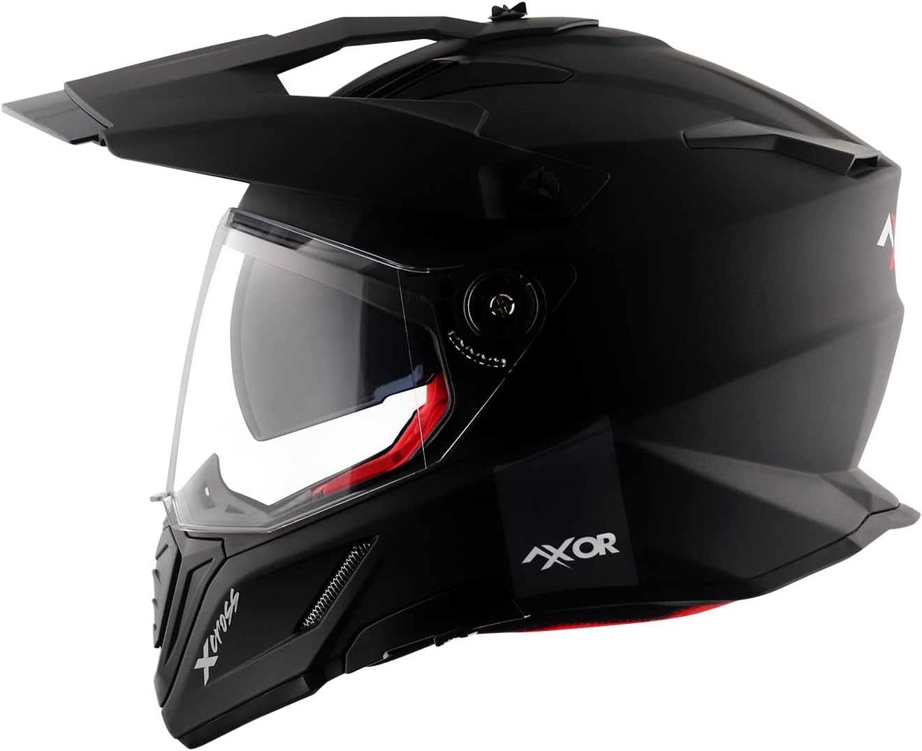 Axor X-cross Dual Visor SC Motorbike Helmet Dull Black red-M : Amazon ...