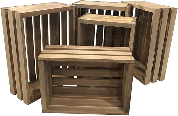 Amazon.com: Rustic Nesting Wood Crates Set of 5 Made in the USA : Home ...