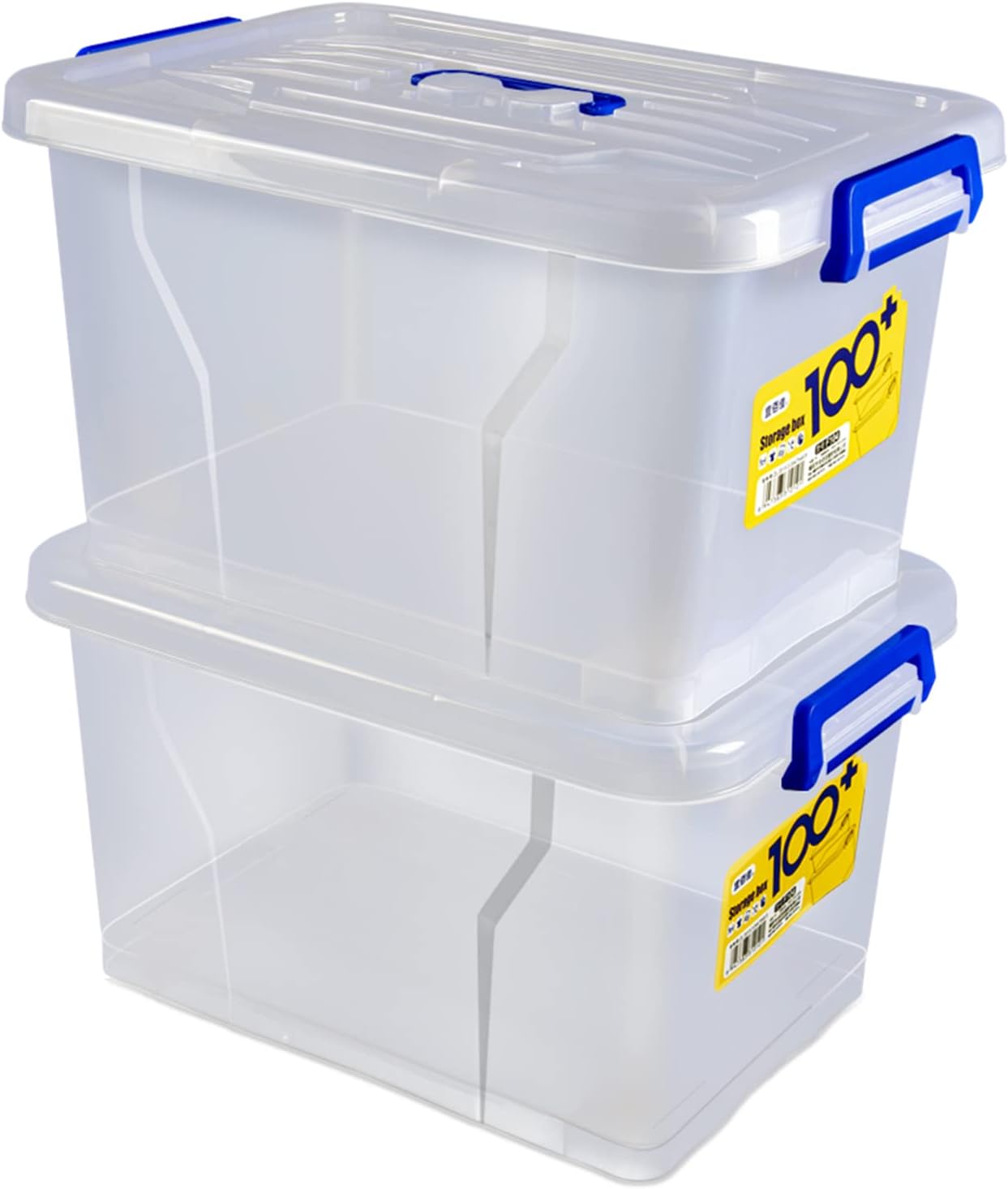LONENESSL 2PCS Plastic Storage Box with Lid Wheel, Clear Stackable ...