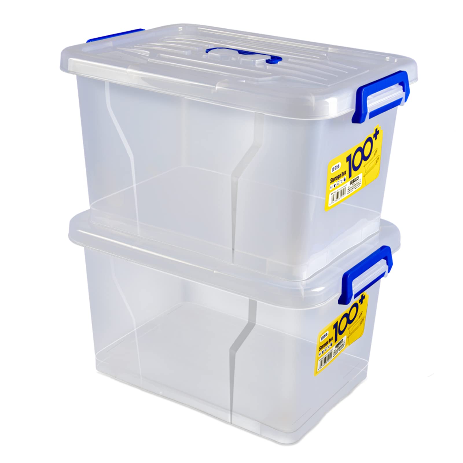 LONENESSL 2PCS Plastic Storage Box with Lid Wheel, Clear Stackable ...