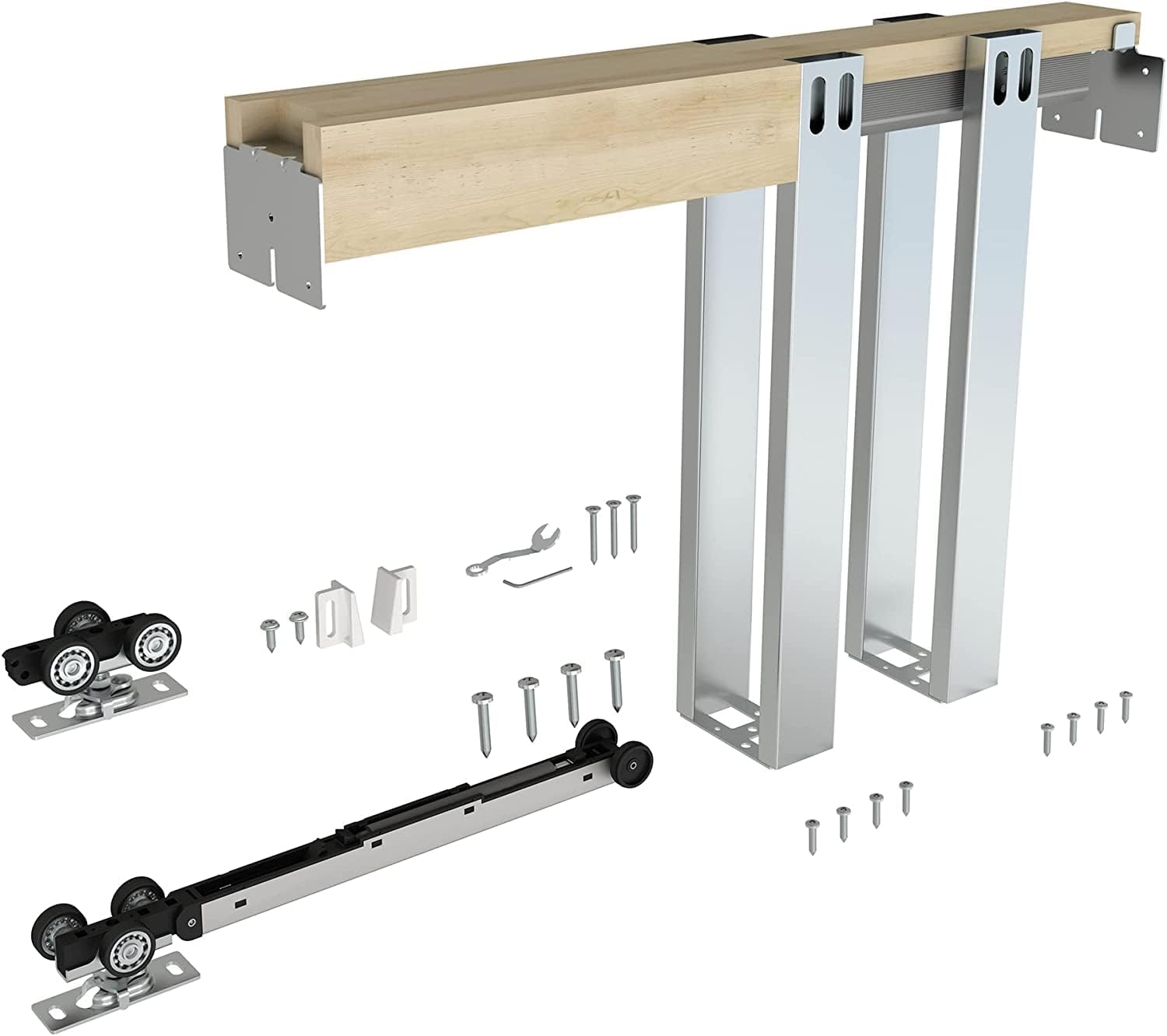 JUBEST Pocket Door Frame Kits with 88 LB Soft Close Mechanism and ...