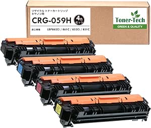 Amazon.co.jp: 【トナーテック】キヤノン用 CRG-059H 4色セット 大容量 リサイクルトナー 日本製 残量表示対応 無料回収 [対応機種：LBP851C / LBP852Ci ...
