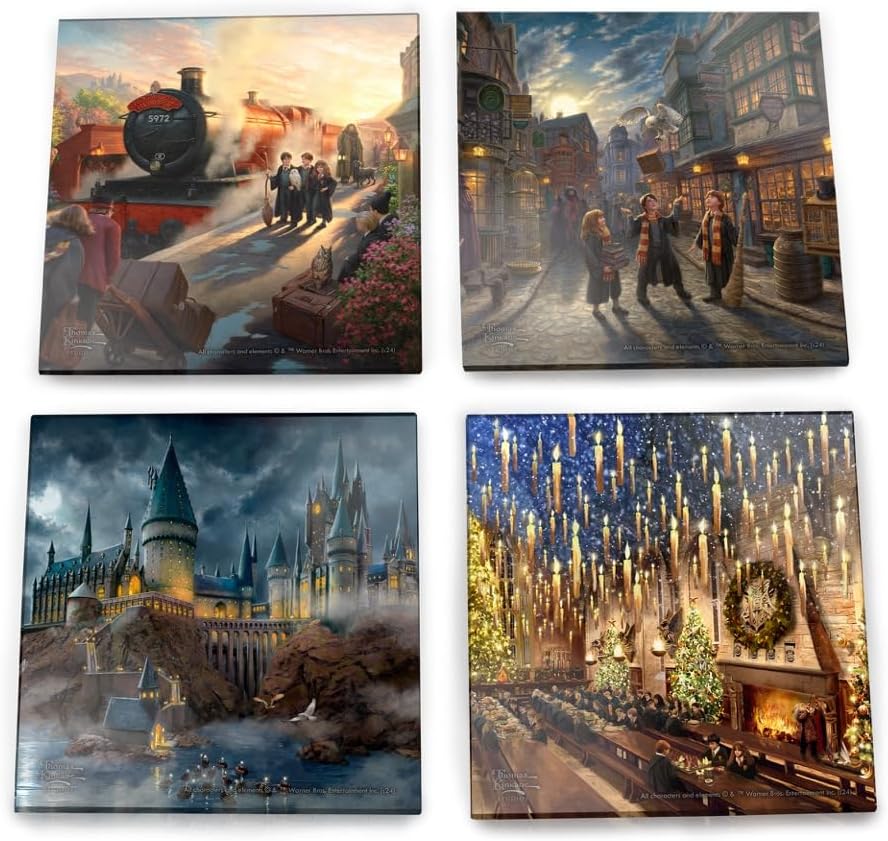 Amazon.com: Harry Potter – Collection #1 – Set of Four 4” x 4” Glass ...