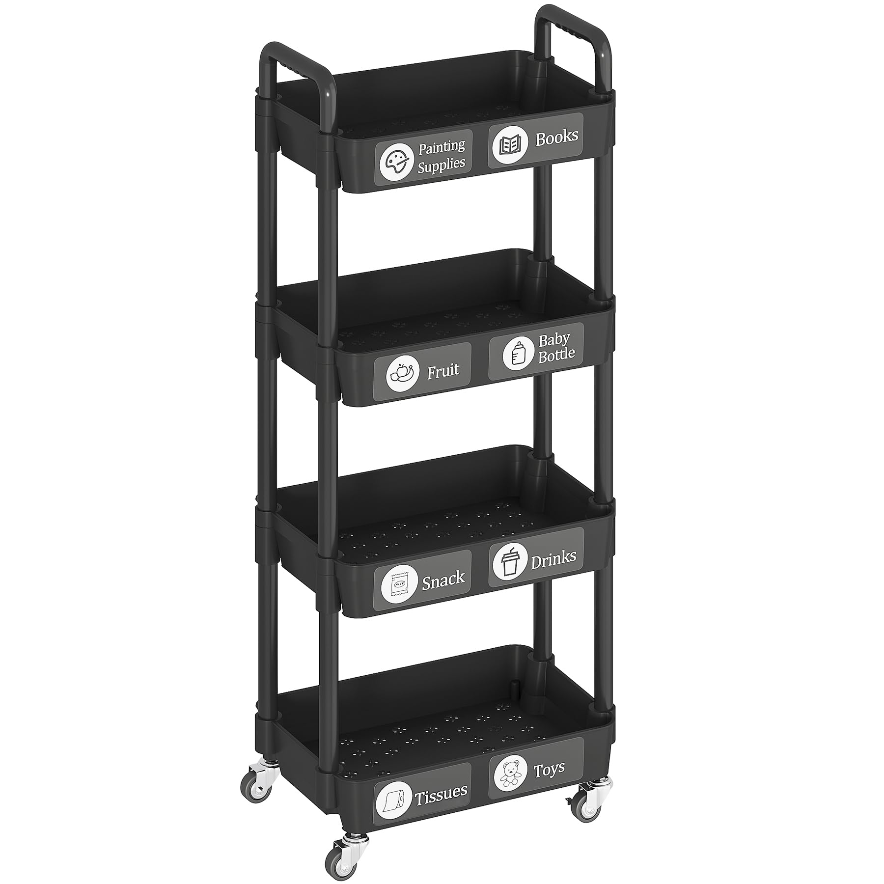 Dttwacoyh,4 Tier Kitchen Trolley, Multifunctional Storage Trolley ...
