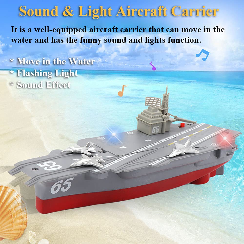 NEXTAKE Aircraft Carrier Toy Electric Boat Toy Carrier Ship Bath Toy ...