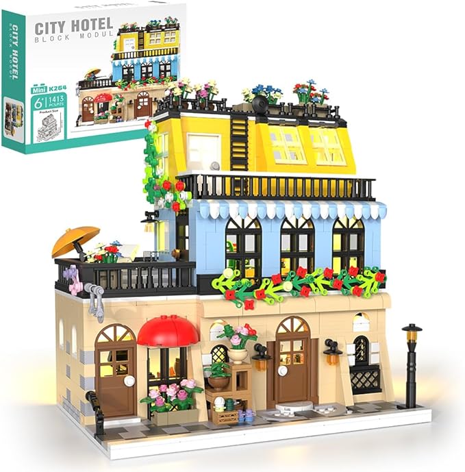 Amazon.com: RAVAYO City Hotel Building Block Set with LED, Construction ...