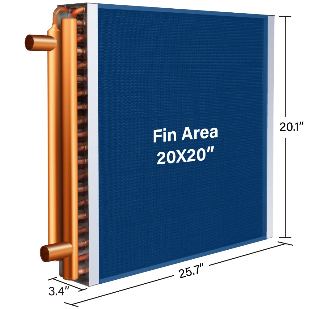 20x20 Water to Air Heat Exchanger 1“ Copper Ports Hot Water Coil for ...
