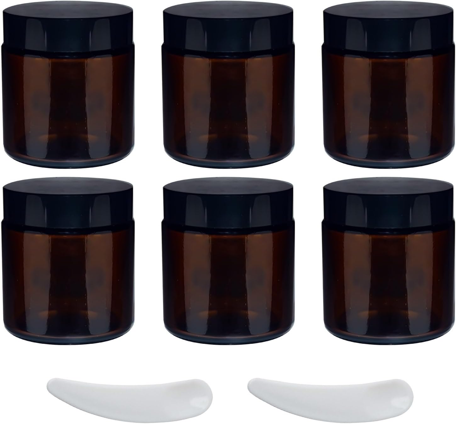 6Pcs 100ml Amber Glass Jars, Empty Cosmetic Jars with Lids, Empty Glass ...