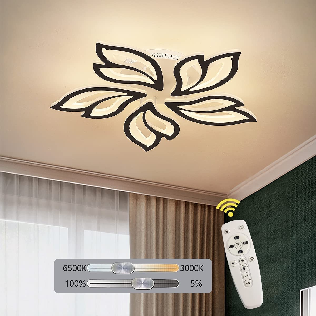 Buy Garwarm Black LED Ceiling Light, Dimmable Modern Ceiling Lamp with ...