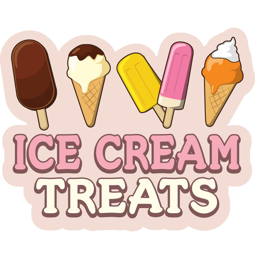 Amazon.com : Ice Cream Treats 12" Concession Decal Sign Cart Trailer ...