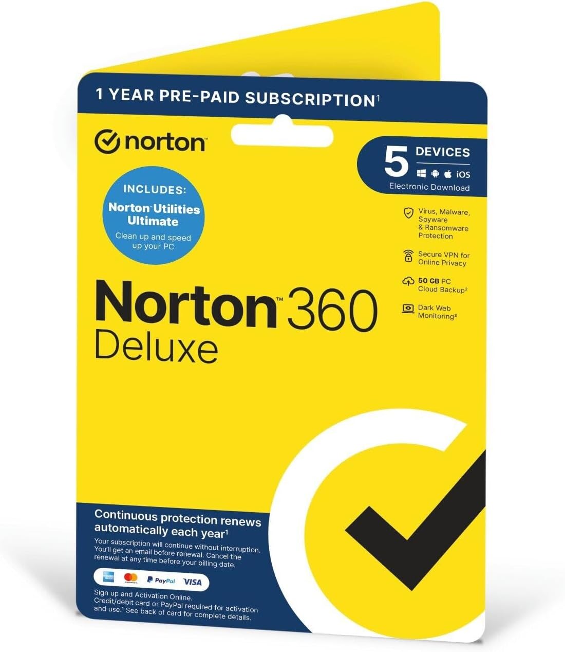 Norton 360 Deluxe 2024 + Utilities Ultimate Antivirus Software for 5 ...