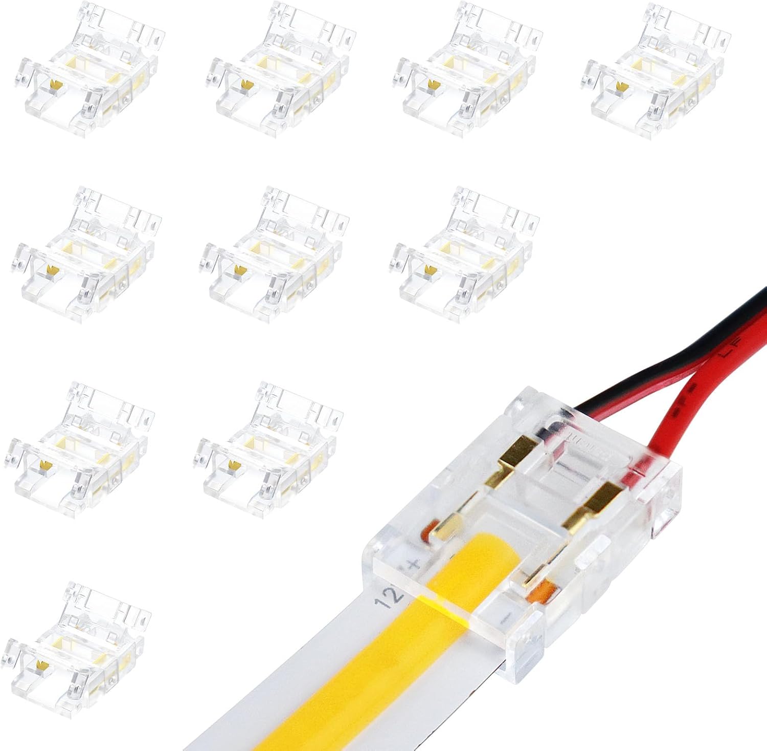 LightingWill LED Connectors 2Pin 10mm, 10 PCS Strip to Wire Connector ...