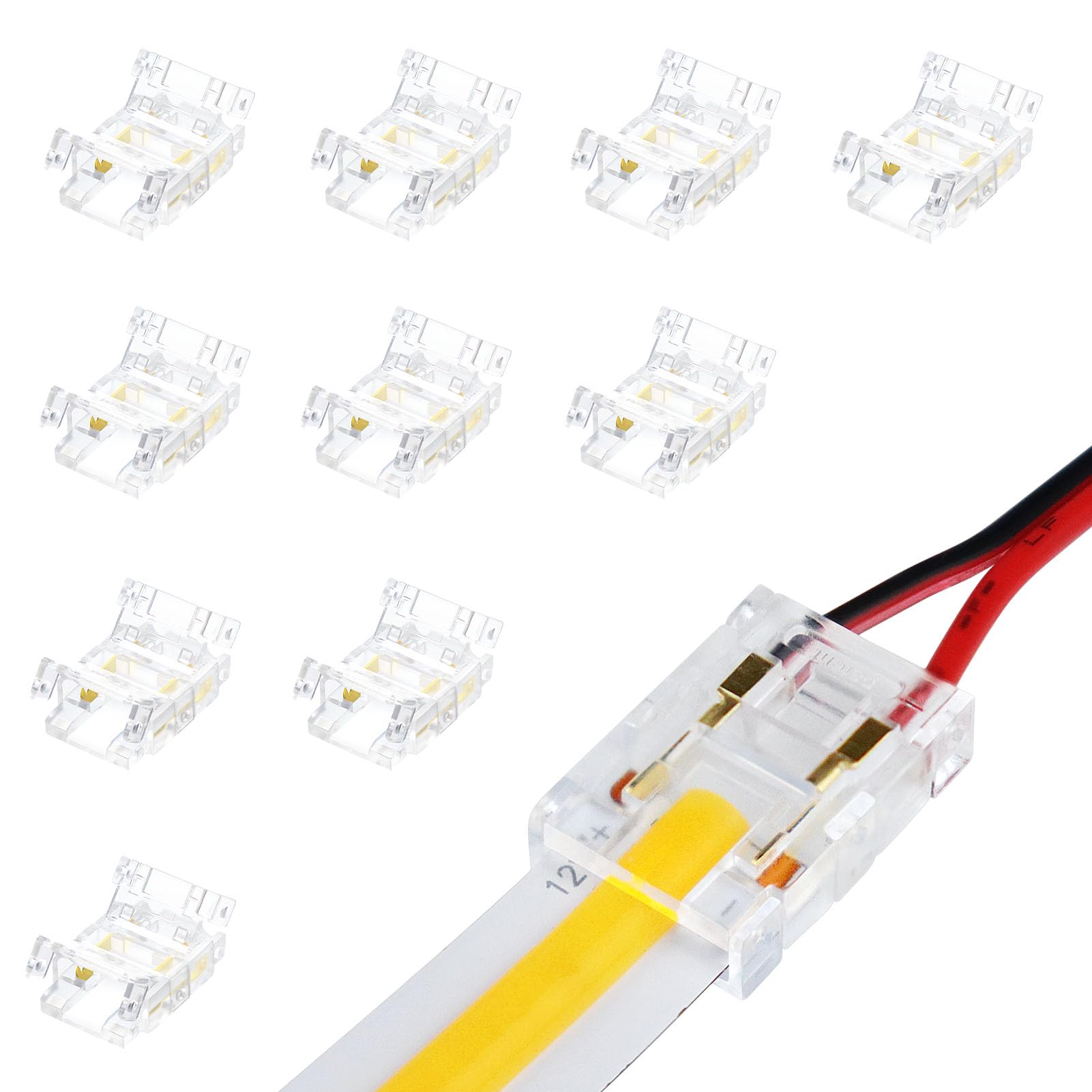 LightingWill LED Connectors 2Pin 10mm, 10 PCS Strip to Wire Connector ...