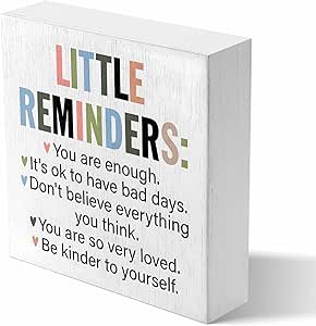 Amazon.com: Little Reminders Decor Wooden Box Signs,Mental Health ...