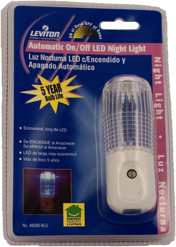 Leviton 48580-BLU .25 Watt, 120 Volt, 60 Hz, Blue LED Sensor Nightlight ...