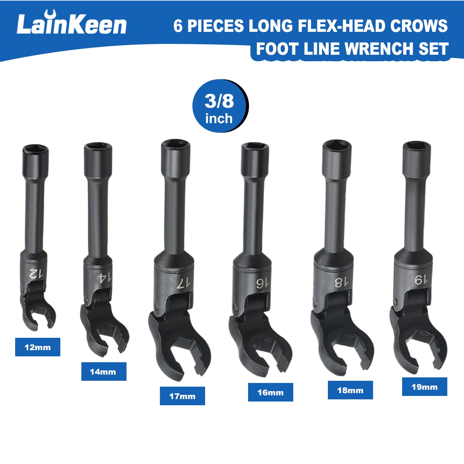 Snapklik.com : LainKeen 6PCS Flex-Head Crows Foot Line Wrench Set