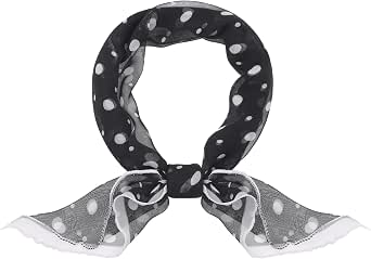 Elerevyo Women Polka Dots Chiffon Small Square Scarf, 1950s Retro ...