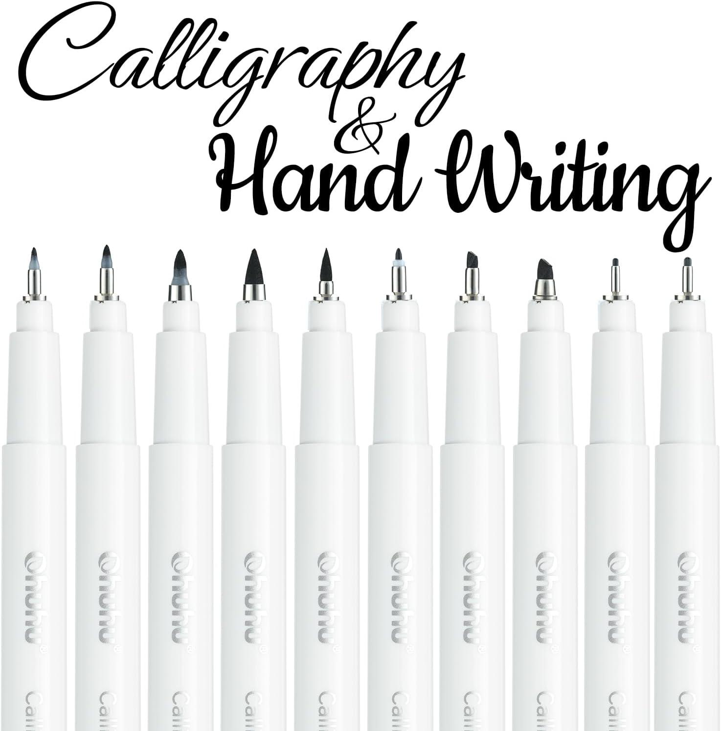 Ohuhu Calligraphy Pens 10 Sizes for Beginner Brush Chisel Fine Hand ...