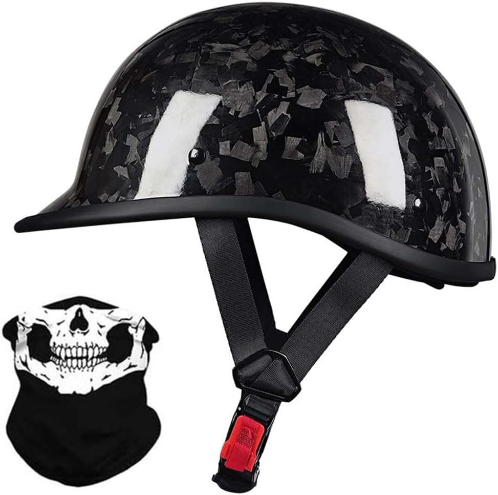 Amazon.com: Motorcycle Carbon Fiber Skull Cap Helmet, Lightweigt Retro ...