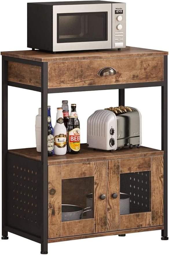 Amazon.com - IMMERSTABLE Bakers Rack, Microwave Stand with Shelf, Small ...
