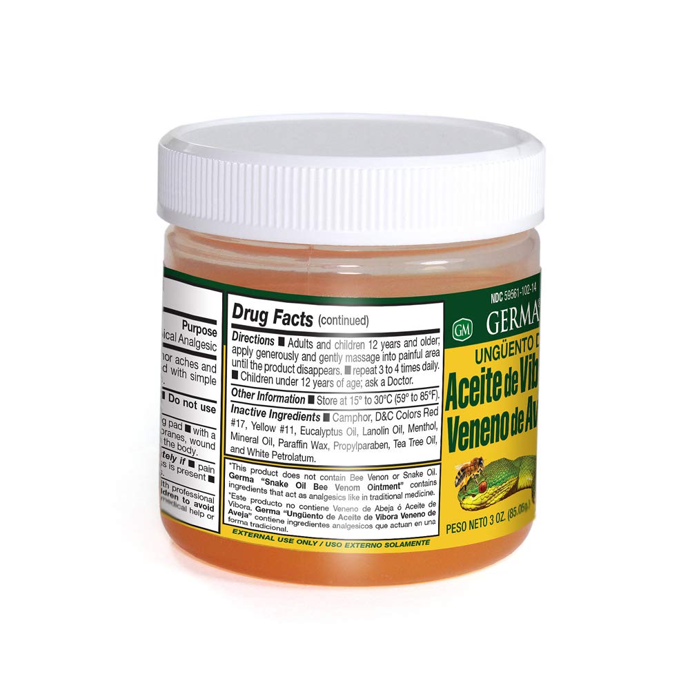 Buy Germa Snake Oil and Bee Venom, Analgesic Ointment / Pomada Aceite ...