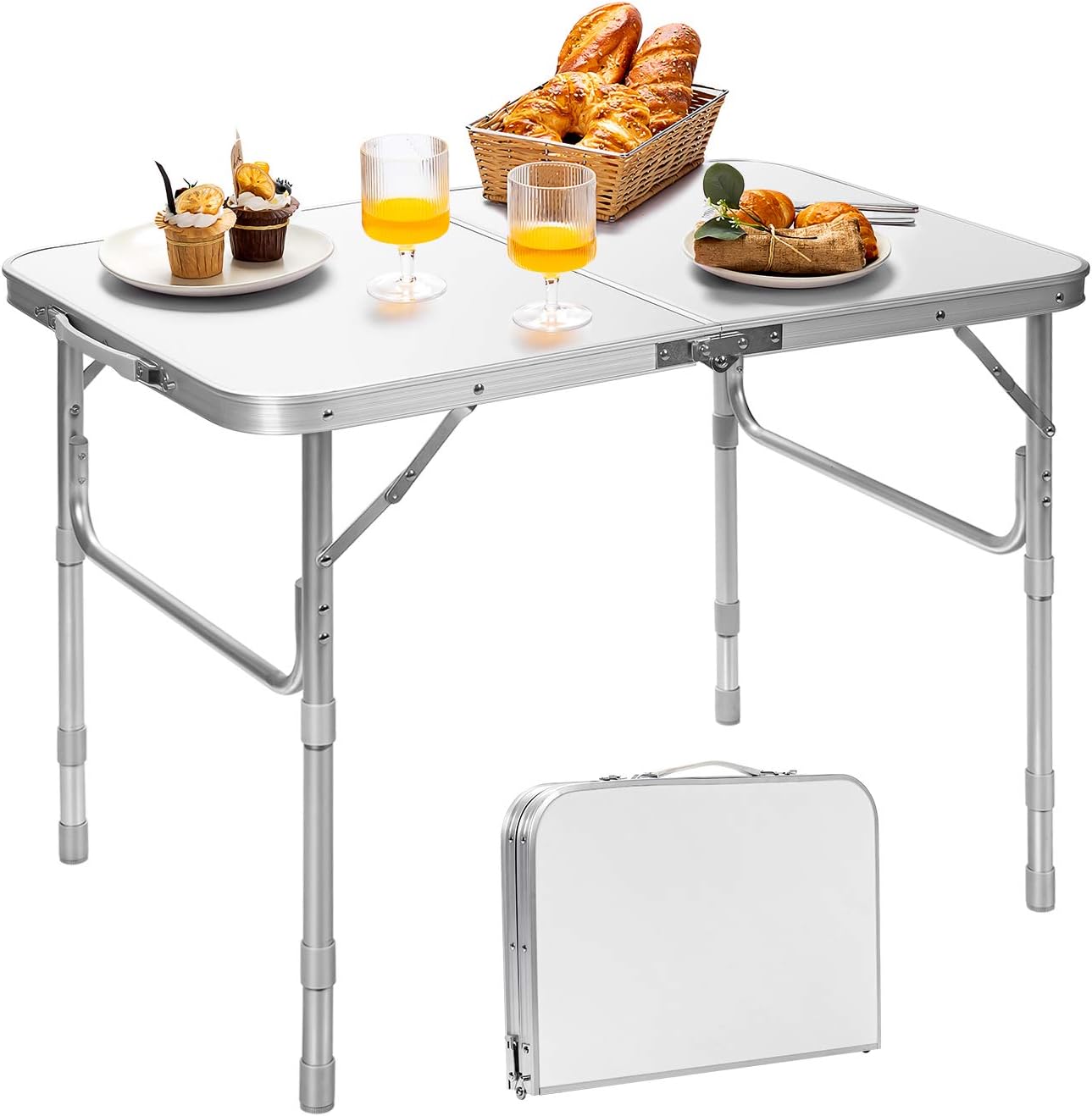 Amazon.com: Camp Field Aluminum Folding Small Picnic Table, Adjustable ...