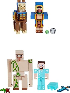 Amazon.com: Mattel Minecraft Toys, 3.25-inch Action Figure 2-Packs, 2 ...