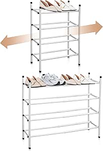 Amazon.com: STORAGE MANIAC Expandable Shoe Rack, 16 Pairs Stackable ...