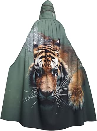 Amazon.com: KLLTYHMU Unisex Adult Hooded Cloak Tiger Swimming Halloween ...