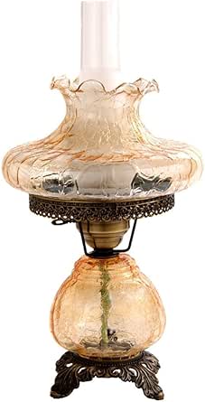 Amber Crackle Tamoshanta Night Light Hurricane Table Lamp - Amazon.com