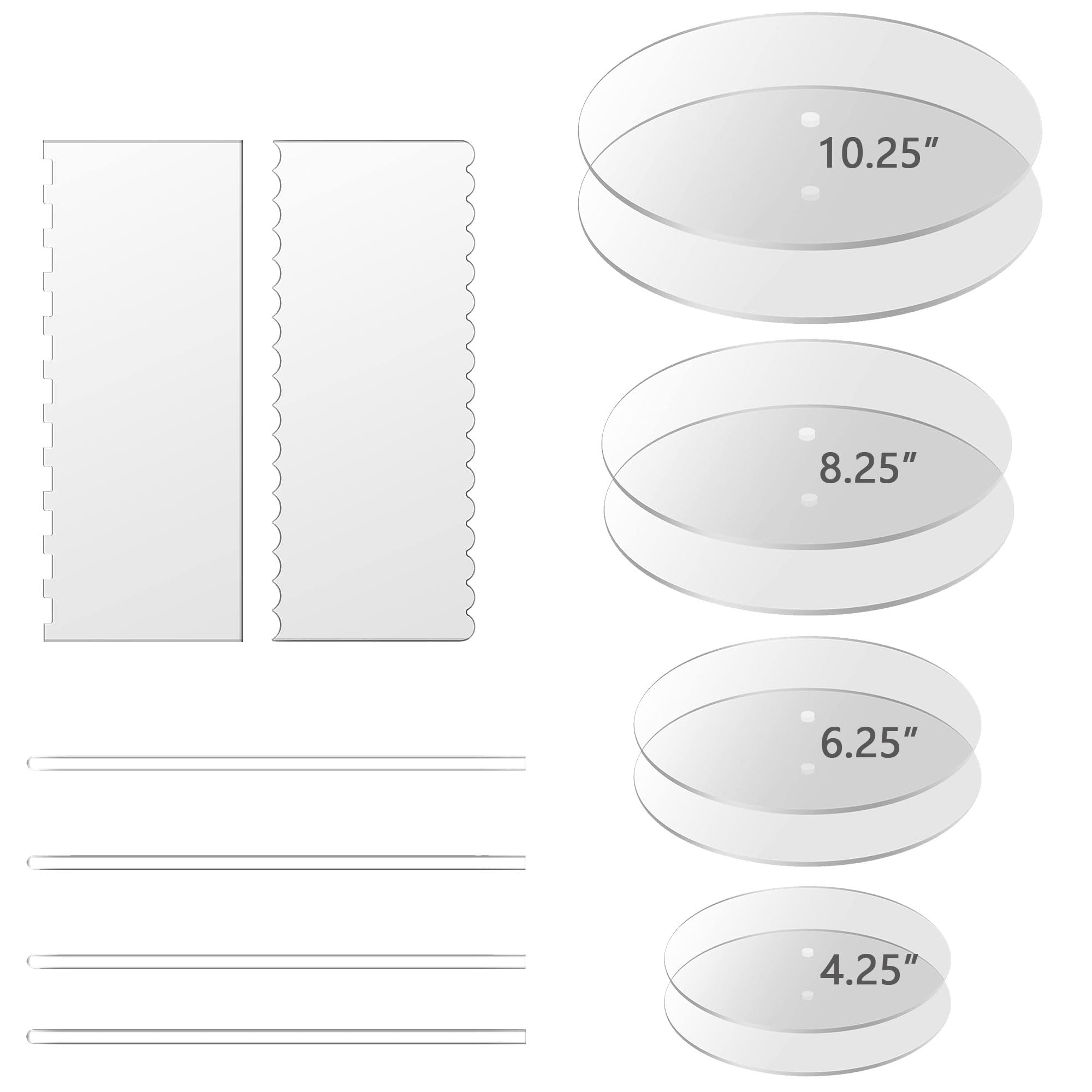 Boyun Acrylic Round Cake Disc Set,Acrylic Cake Discs Set,Comb Scrapers ...
