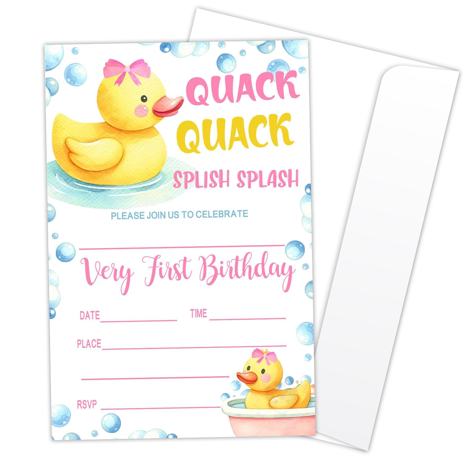 Rubber Ducky 1st Birthday Party Invitations Printable