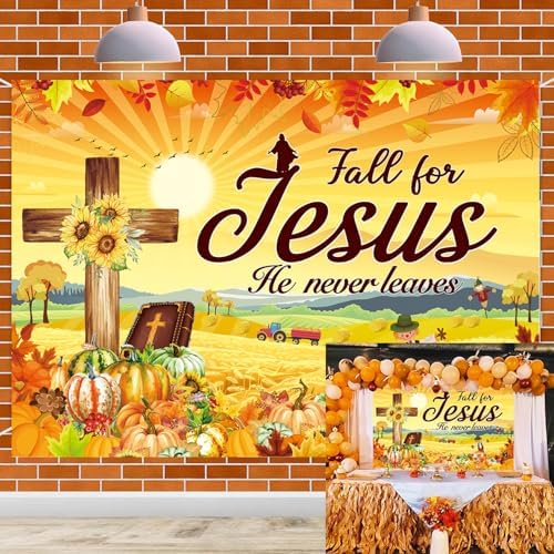 Amazon.com : Fall for Jesus Backdrop Autumn Thanksgiving Party ...