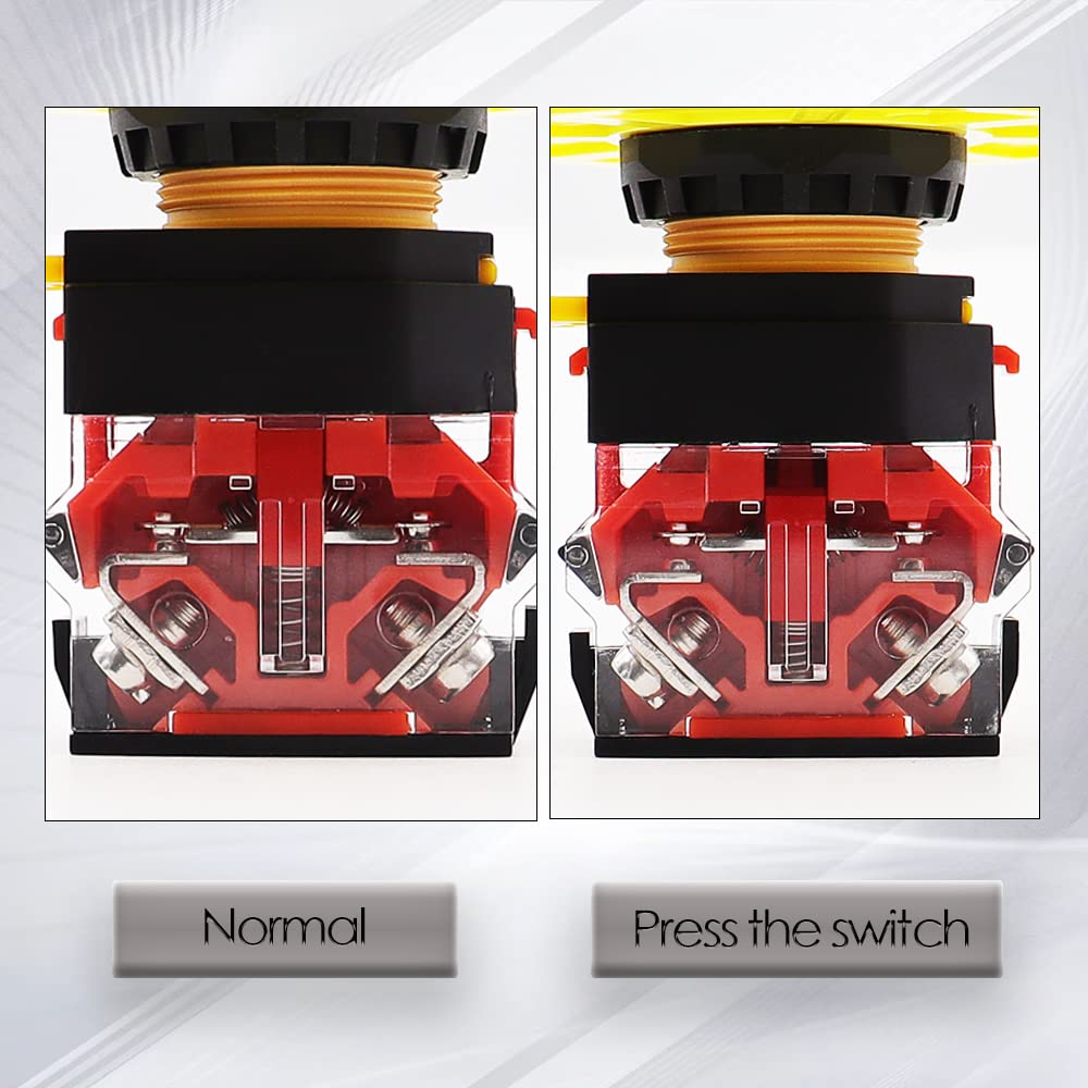 Buy YIJIA 2PCS Red Sign Mushroom Push Button Emergency Stop Switch 660V 10A 2NC 22mm LA36-02ZS ...