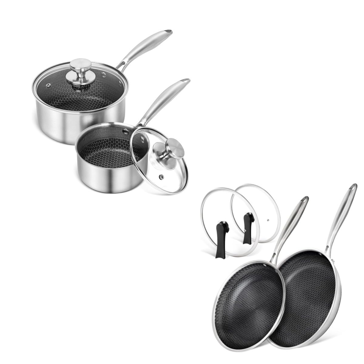 Amazon.com: MICHELANGELO Stainless Steel Saucepan Set 1QT & 2QT, 9.5 ...