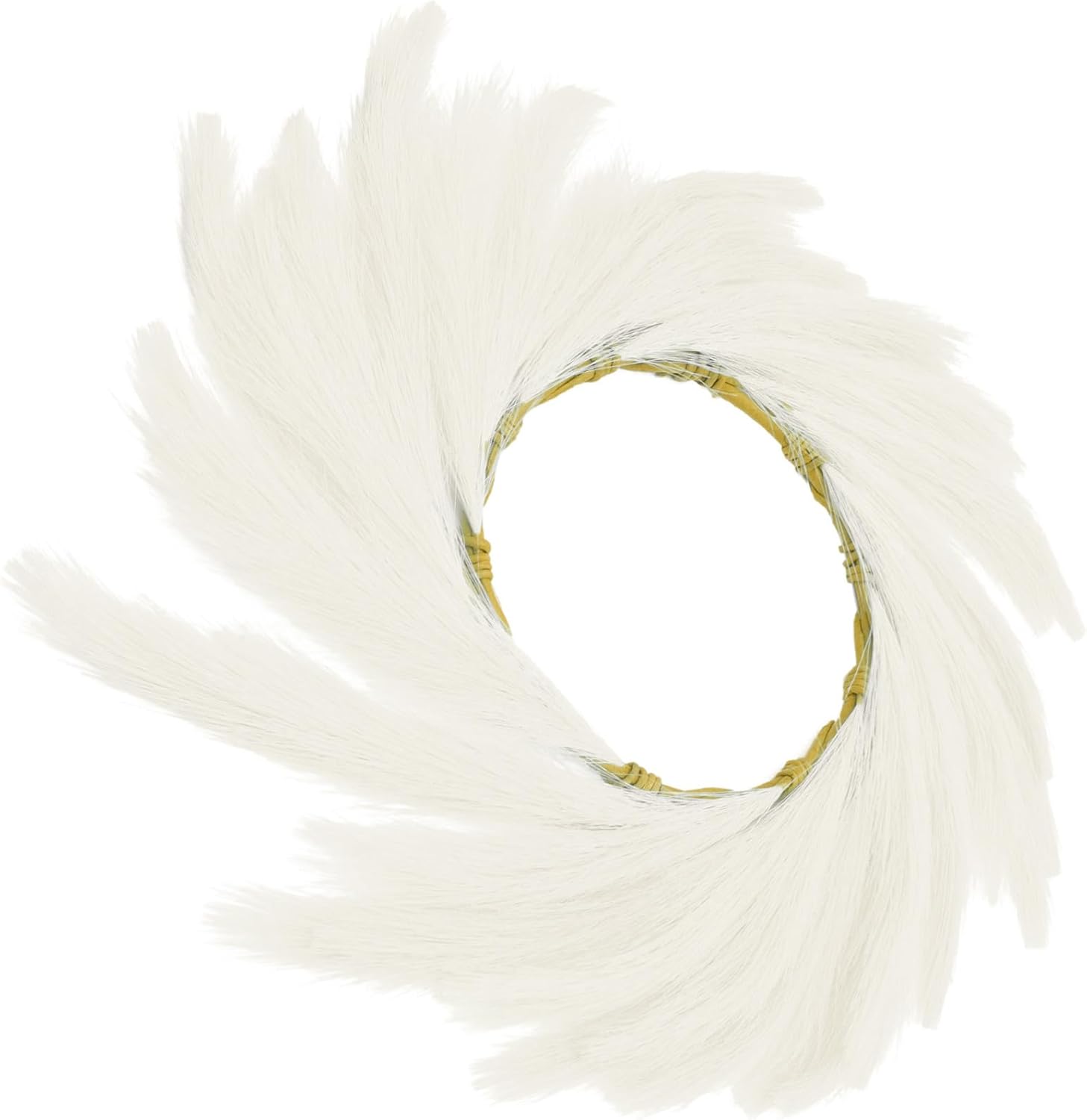 Amazon.com: CONGARTENO Artificial Bulrush Wreath Small White Faux Reed ...