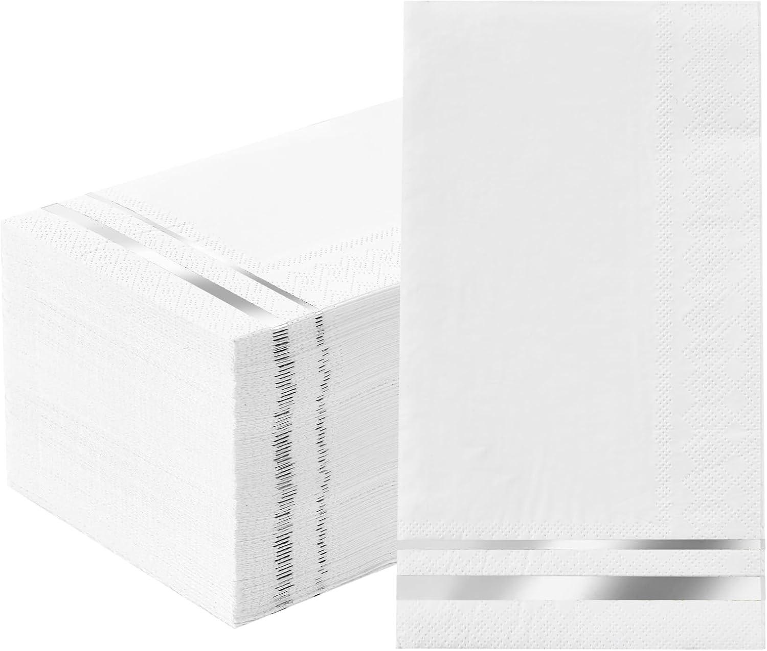 Amazon.com: Tamone 100PCS 3-Ply Silver Napkins - White and Silver ...
