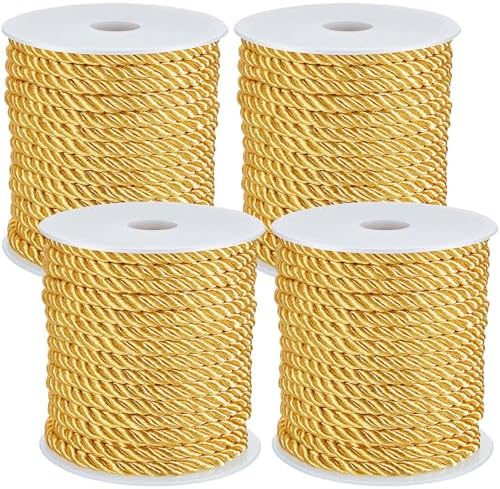 Amazon.com: PH PandaHall 59 Feet 5mm Gold Twine Cord Rope 3 Braided ...
