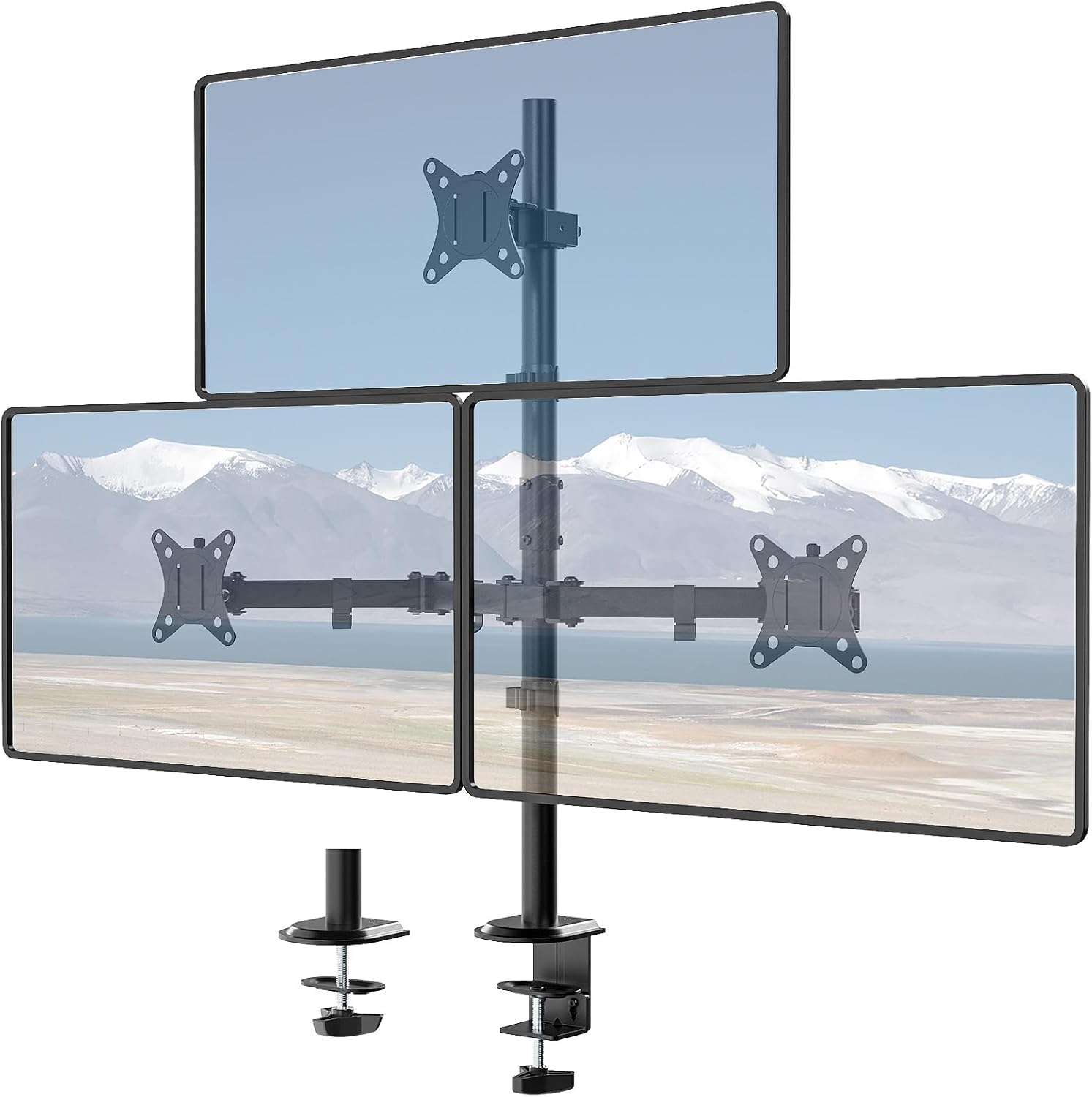PUTORSEN 35'' Triple Monitor Stand, 31.5 inch Extra Tall Pole Triple ...