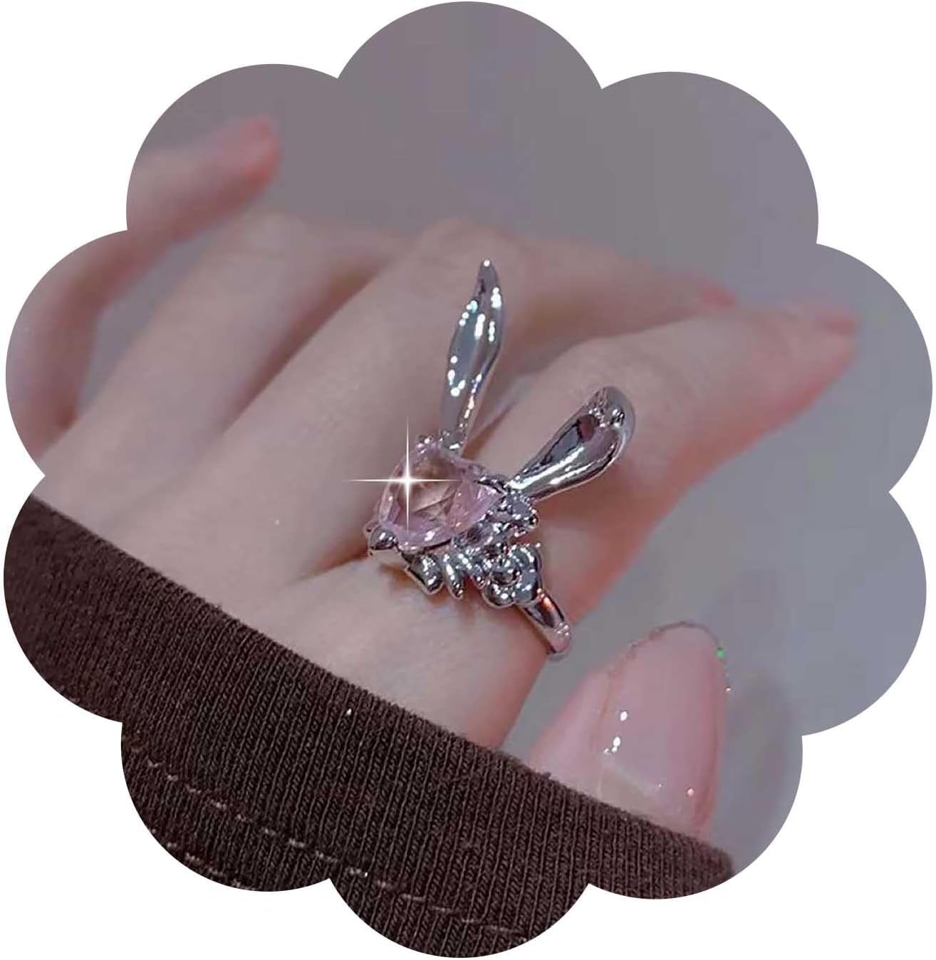 Amazon.com: Vacaonio Punk Big Rabbit Finger Silver Rabbit Head Ring ...
