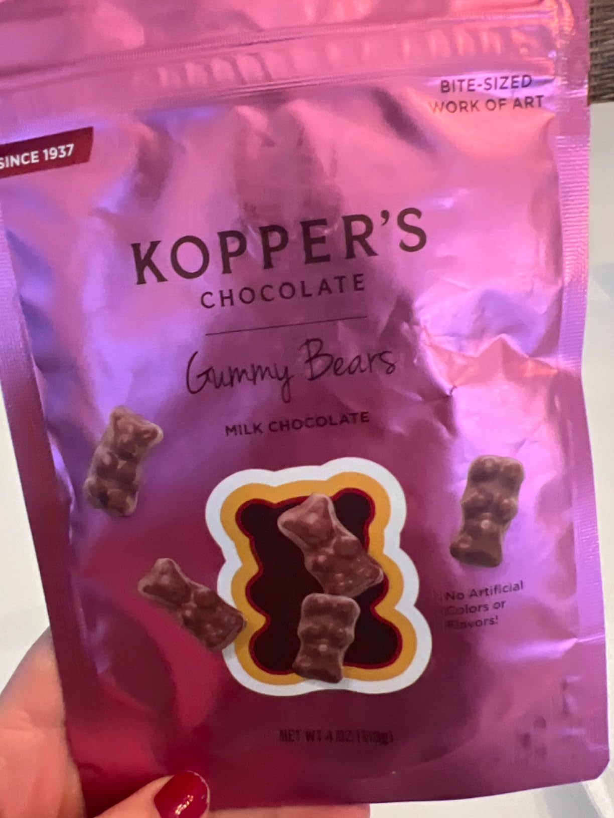 Amazon.com : Kopper's Chocolate Milk Chocolate Covered Gummy Bears - No ...