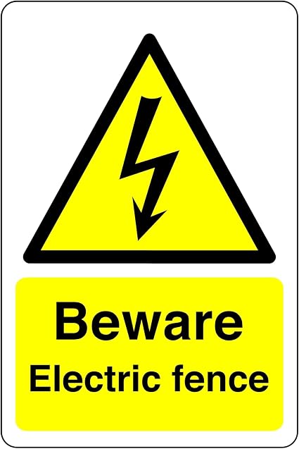 Beware electric fence sign - 1.2mm Rigid plastic for indoor/outdoor ...