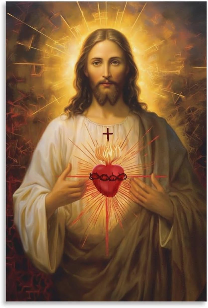 Reccmeny Lienzo religioso del Sagrado Corazón de Jesús, cuadro de ...