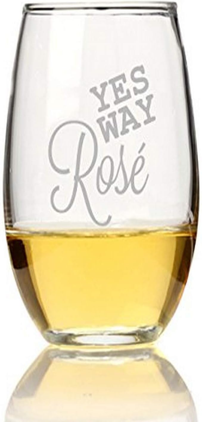 Amazon.com | Chloe and Madison "Yes Way Rose" Stemless Wine Glass, Set ...